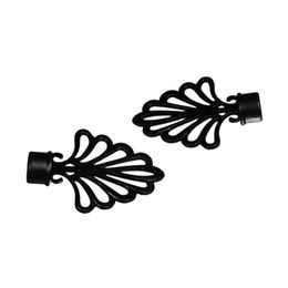 Gardinenstangen-Endst&uuml;ck Liedeco "F&auml;cher", schwarz, H:0,8cm L:10cm &Oslash;:1,6cm, Gardinenstangenendst&uuml;cke, Gardinenstangen-Endst&uuml;ck, f&uuml;r Gardinenstangen &Oslash; 16 mm