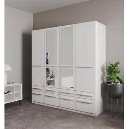 Kleiderschrank Priess "Schrank Garderobe W&auml;scheschrank Barcelona in 5 Breiten", wei&szlig;, B:185cm H:193cm T:54cm, Holzwerkstoff, Schr&auml;nke, Kleiderschrank, viel Stauraum, ger&auml;umige Schubk&auml;sten, mit Spiegel, MADE IN GERMANY