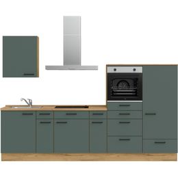 K&uuml;chenzeile Nobilia "Easytouch I", NEU: individuell anpassbar mit gratis Profi-Beratung", gr&uuml;n (k&uuml;che: gr&uuml;n, korpus: eiche sierra nachbildung, arbeitsplatte: eiche sierra nachbildung), B:300,3cm H:216,6cm T:60cm, Komplettk&uuml;chen-Sets, K&uuml;chenzeile, vormontiert, Breite 300 cm, Ausrichtung w&auml;hlbar, wahlw. mit E-Ger&auml;ten