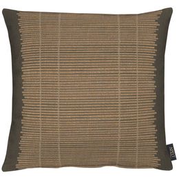 Dekokissen Apelt "3007" Gr. 1, gold (goldfarben, schwarz, gemustert), B:46cm L:46cm, Obermaterial: 100% Polyester, Dekokissen_Sitzkissen_Kissenh&uuml;llen, ohne F&uuml;llung
