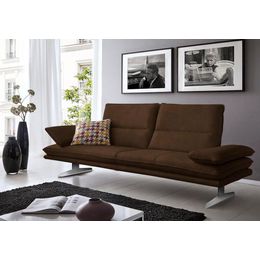 2,5-Sitzer W.Schillig "broadway Designsofa mit hohem Sitzkomfort", braun (chocolate s37), B:236cm H:94cm T:96cm, Stoff S37 (100% Polyester): Luxus-Microfaser in Lederoptik, Sofas, Sitztiefenverstellung, Kopfteil- & Seitenteilverstellung, Breite 236cm