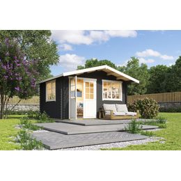 Gartenhaus Lasita Maja "Norderney 2", grau (carbongrau), Fu&szlig;boden im Gartenhaus, ohne Dacheindeckung, Holzwerkstoff, Gartenh&auml;user, Gartenhaus, Blockbohlenhaus 40 mm