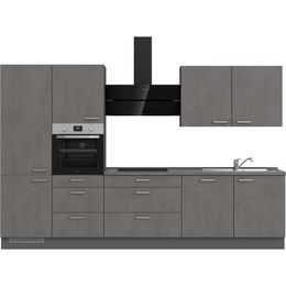 K&uuml;chenzeile Nobilia "Riva II", NEU: individuell anpassbar mit gratis Profi-Beratung", grau (k&uuml;che: grau, korpus: schiefergrau, arbeitsplatte: beton schiefergrau nachbildung), B:330,3cm H:216,6cm T:60cm, Komplettk&uuml;chen-Sets, K&uuml;chenzeile, vormontiert, Breite 330 cm, Ausrichtung w&auml;hlbar, wahlw. mit E-Ger&auml;ten