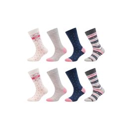 Socken Camano "8er Pack", Damen, Gr. 27-30, wei&szlig; (sanftes wei&szlig;), 70% Baumwolle, 29% Polyamid, 1% Elasthan, gepunktet, Socken Socken, 8er Pack Ohne dr&uuml;ckenden Gummibund, Aus OCS zertifizierter Baumwolle
