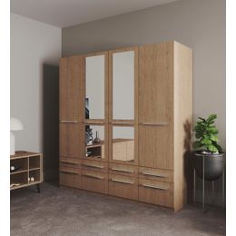 Kleiderschrank Priess "Schrank Garderobe W&auml;scheschrank Barcelona in 5 Breiten", braun (edelbuchefarben), B:185cm H:193cm T:54cm, Holzwerkstoff, Schr&auml;nke, Kleiderschrank, viel Stauraum, ger&auml;umige Schubk&auml;sten, mit Spiegel, MADE IN GERMANY