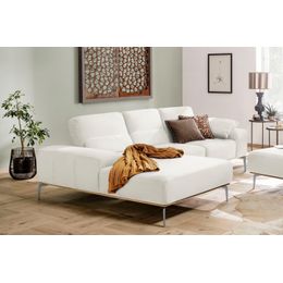 Ecksofa W.Schillig "run, Designsofa mit tollem Sitzkomfort, L-Form", wei&szlig; (wei&szlig; z73), B:279cm H:88cm T:178cm, Longlife Xtra-Leder Z73: Naturwalkleder der Luxusklasse aus den erlesensten Rohh&auml;uten. Hautst&auml;rke 1, 1 &ndash; 1, 3 mm;ROHLEDER Jacquard-Flachgewebe Q2 W60 (63% Polyester, 37% Polyacryl);ROHLEDER Chenille-Flachgewebe Q2 W77 (68% Polyacryl, 32% Polyester);Stoff S37 (100% Polyester), Sofas, Ecksof