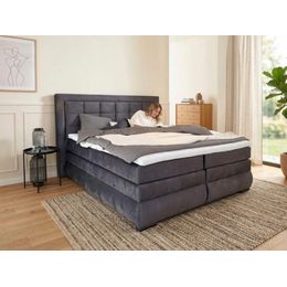 Boxspringbett OTTO HOME "MIVVA inkl. Bettkasten & Topper, Komfortliegeh&ouml;he: 67 cm", anthrazit, B:204cm L:215cm, Holz teilmassiv, Holzwerkstoff, Spanplatte, Komplettbetten, Boxspringbett, in H3, H4 oder Hmix H3/H4, wahlweise mit oder ohne LED-Leuchten