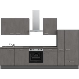 K&uuml;chenzeile Nobilia "Riva I", NEU: individuell anpassbar mit gratis Profi-Beratung", grau (k&uuml;che: grau, korpus: schiefergrau, arbeitsplatte: beton schiefergrau nachbildung), B:330,3cm H:216,6cm T:60cm, Komplettk&uuml;chen-Sets, K&uuml;chenzeile, vormontiert, Breite 330 cm, Ausrichtung w&auml;hlbar, wahlw. mit E-Ger&auml;ten