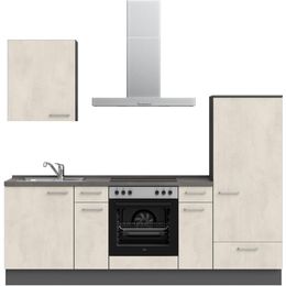 K&uuml;chenzeile Nobilia "Riva I", NEU: individuell anpassbar mit gratis Profi-Beratung", wei&szlig; (k&uuml;che: wei&szlig;, korpus: schiefergrau, arbeitsplatte: beton schiefergrau nachbildung), B:240,3cm H:216,6cm T:60cm, Komplettk&uuml;chen-Sets, K&uuml;chenzeile, vormontiert, Breite 240 cm, Ausrichtung w&auml;hlbar, wahlw. mit E-Ger&auml;ten