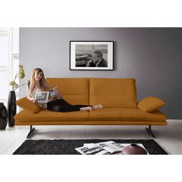 2,5-Sitzer W.Schillig "broadway, Designsofa mit tollem Sitzkomfort", gelb (brandy s37), B:236cm H:94cm T:96cm, Stoff S37 (100% Polyester): Luxus-Microfaser in Lederoptik, Sofas, Sitztiefenverstellung, Kopfteil- & Seitenteilverstellung, Breite 216cm