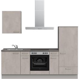 K&uuml;chenzeile Nobilia "Riva I", NEU: individuell anpassbar mit gratis Profi-Beratung", grau (k&uuml;che: grau, korpus: steingrau, arbeitsplatte: beton schiefergrau nachbildung), B:240,3cm H:216,6cm T:60cm, Komplettk&uuml;chen-Sets, K&uuml;chenzeile, vormontiert, Breite 240 cm, Ausrichtung w&auml;hlbar, wahlw. mit E-Ger&auml;ten