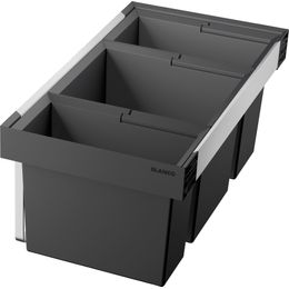 M&uuml;lltrennsystem Blanco "Flexon II 80/3", schwarz, B:40cm H:34cm T:77cm, Kunststoff, M&uuml;lleimer, M&uuml;lltrennsystem, Kunststoff, Stahlblech, 800 mm Untermass