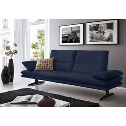 2,5-Sitzer W.Schillig "broadway, Designsofa mit tollem Sitzkomfort", blau (blau z59), B:236cm H:94cm T:96cm, Longlife Xtra-Leder Z59: Glattleder mit modischer Pr&auml;gung. Hautst&auml;rke 0, 9 - 1, 1 mm, Sofas, Sitztiefenverstellung, Kopfteil- & Seitenteilverstellung, Breite 216cm