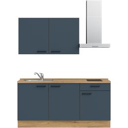 K&uuml;chenzeile Nobilia "Easytouch I", NEU: individuell anpassbar mit gratis Profi-Beratung", blau (k&uuml;che: blau, korpus: eiche sierra nachbildung, arbeitsplatte: eiche sierra nachbildung), B:180,3cm H:216,6cm T:60cm, Komplettk&uuml;chen-Sets, K&uuml;chenzeile, vormontiert, Breite 180 cm, Ausrichtung w&auml;hlbar, wahlw. mit E-Ger&auml;ten