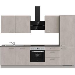 K&uuml;chenzeile Nobilia "Riva II", NEU: individuell anpassbar mit gratis Profi-Beratung", grau (k&uuml;che: grau, korpus: steingrau, arbeitsplatte: beton schiefergrau nachbildung), B:300,3cm H:216,6cm T:60cm, Komplettk&uuml;chen-Sets, K&uuml;chenzeile, vormontiert, Breite 300 cm, Ausrichtung w&auml;hlbar, wahlw. mit E-Ger&auml;ten
