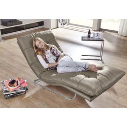 Relaxliege W.Schillig "daily dreams", braun (stone z59), B:75cm H:91cm T:170cm, Longlife Xtra-Leder Z59: Glattleder mit modischer Pr&auml;gung. Hautst&auml;rke 0, 9 - 1, 1 mm, Sofas, in Waffelkissen-Optik, wahlweise mit Motor, Freischwingergestell
