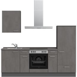 K&uuml;chenzeile Nobilia "Riva I", NEU: individuell anpassbar mit gratis Profi-Beratung", grau (k&uuml;che: grau, korpus: schiefergrau, arbeitsplatte: beton schiefergrau nachbildung), B:240,3cm H:216,6cm T:60cm, Komplettk&uuml;chen-Sets, K&uuml;chenzeile, vormontiert, Breite 240 cm, Ausrichtung w&auml;hlbar, wahlw. mit E-Ger&auml;ten