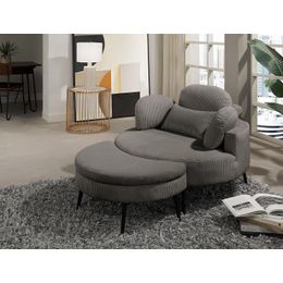 Loveseat OTTO HOME "Riko Sessel, B: 110 cm, Sitzh&ouml;he: 44 cm", anthrazit, B:110cm H:84cm T:110cm, 100%PES, Sessel, XXL- Sessel, mit Stauraumhocker, R&uuml;ckenst&uuml;tze & 4 Zierkissen