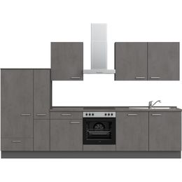 K&uuml;chenzeile Nobilia "Riva I", NEU: individuell anpassbar mit gratis Profi-Beratung", grau (k&uuml;che: grau, korpus: schiefergrau, arbeitsplatte: beton schiefergrau nachbildung), B:330,3cm H:216,6cm T:60cm, Komplettk&uuml;chen-Sets, K&uuml;chenzeile, vormontiert, Breite 330 cm, Ausrichtung w&auml;hlbar, wahlw. mit E-Ger&auml;ten