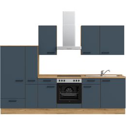 K&uuml;chenzeile Nobilia "Easytouch I", NEU: individuell anpassbar mit gratis Profi-Beratung", blau (k&uuml;che: blau, korpus: eiche sierra nachbildung, arbeitsplatte: eiche sierra nachbildung), B:300,3cm H:216,6cm T:60cm, Komplettk&uuml;chen-Sets, K&uuml;chenzeile, vormontiert, Breite 300 cm, Ausrichtung w&auml;hlbar, wahlw. mit E-Ger&auml;ten