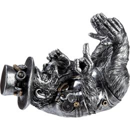 Flaschenhalter CASABLANCA BY GILDE "Flaschenhalter Affe Steampunk Monkey", silberfarben, B:27,5cm H:20,5cm L:16,5cm, Kunststoff, Flaschenhalter, Flaschenhalter