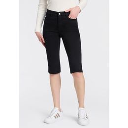 Shorts MAC, Damen, Gr. 32, N-Gr, schwarz ppt, Denim/Jeans, Obermaterial: 88% Baumwolle, 8% Elastomultiester, 4% Elasthan, unifarben, regular fit knielang, Hosen Shorts, im Five-Pocket Style