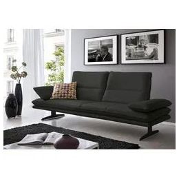 2,5-Sitzer W.Schillig "broadway, Designsofa mit tollem Sitzkomfort", grau (graphit z59), B:236cm H:94cm T:96cm, Longlife Xtra-Leder Z59: Glattleder mit modischer Pr&auml;gung. Hautst&auml;rke 0, 9 - 1, 1 mm, Sofas, Sitztiefenverstellung, Kopfteil- & Seitenteilverstellung, Breite 216cm