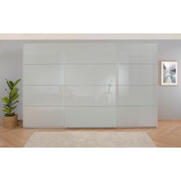 Schwebet&uuml;renschrank Rauch "Kleiderschrank Schrank Garderobe KOLUNA mit hochwertiger Glasfront", grau (seidengrau, glas seidengrau), B:360cm H:210cm T:62cm, Holzwerkstoff, Schr&auml;nke, Schwebet&uuml;renschrank, Breiten 203/271/315/360 cm H&ouml;hen 210/229 cm MADE IN GERMANY