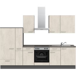 K&uuml;chenzeile Nobilia "Riva I", NEU: individuell anpassbar mit gratis Profi-Beratung", wei&szlig; (k&uuml;che: wei&szlig;, korpus: schiefergrau, arbeitsplatte: beton schiefergrau nachbildung), B:300,3cm H:216,6cm T:60cm, Komplettk&uuml;chen-Sets, K&uuml;chenzeile, vormontiert, Breite 300 cm, Ausrichtung w&auml;hlbar, wahlw. mit E-Ger&auml;ten