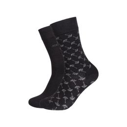 JOOP! Socken JOOP "essentials iconic 2er Pack", Damen, Gr. 35-38, schwarz, 60% Baumwolle, 23% Polyester, 15% Polyamid, 2% Elasthan, kariert, Socken Socken, 2er Pack aus OCS-zertifizierter Baumwolle