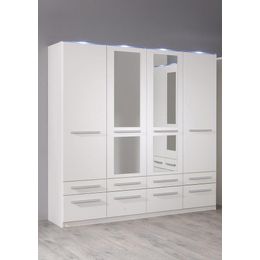 Kleiderschrank Priess "Schrank Garderobe W&auml;scheschrank Barcelona in 5 Breiten", wei&szlig;, B:185cm H:193cm T:54cm, Holzwerkstoff, Schr&auml;nke, Kleiderschrank, viel Stauraum, ger&auml;umige Schubk&auml;sten, mit Spiegel, MADE IN GERMANY