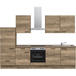 K&uuml;chenzeile Nobilia "Structura I", NEU: individuell anpassbar mit gratis Profi-Beratung", braun (k&uuml;che: braun, korpus: eiche havanna nachbildung, arbeitsplatte: eiche havanna nachbildung), B:300,3cm H:216,6cm T:60cm, Komplettk&uuml;chen-Sets, K&uuml;chenzeile, vormontiert, Breite 300 cm, Ausrichtung w&auml;hlbar, wahlw. mit E-Ger&auml;ten