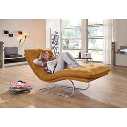 Relaxliege W.Schillig "daily dreams", gelb (brandy s37), B:75cm H:91cm T:170cm, Stoff S37 (100% Polyester), Sofas, in Waffelkissen-Optik, wahlweise mit Motor, Freischwingergestell