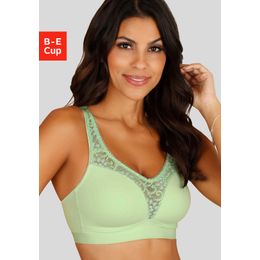Entlastungs-BH Petite Fleur, Damen, Gr. 100, Cup C, mint, Trikot;Spitze, Obermaterial: 80% Baumwolle, 11% Polyamid, 9% Elasthan, Basic, BHs Entlastungs-BH, ohne B&uuml;gel, Baumwoll-Qualit&auml;t&ndash; auch ideal f&uuml;r gro&szlig;e Gr&ouml;&szlig;en