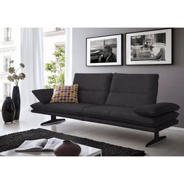 2,5-Sitzer W.Schillig "broadway, Designsofa mit tollem Sitzkomfort", grau (anthrazit s37), B:236cm H:94cm T:96cm, Stoff S37 (100% Polyester): Luxus-Microfaser in Lederoptik, Sofas, Sitztiefenverstellung, Kopfteil- & Seitenteilverstellung, Breite 216cm