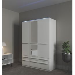 Kleiderschrank Priess "Schrank Garderobe W&auml;scheschrank Barcelona in 5 Breiten", wei&szlig;, B:140cm H:193cm T:54cm, Holzwerkstoff, Schr&auml;nke, Kleiderschrank, viel Stauraum, ger&auml;umige Schubk&auml;sten, mit Spiegel, MADE IN GERMANY