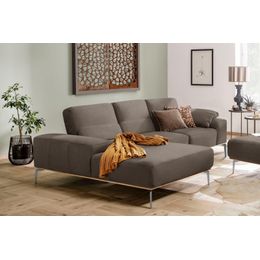 Ecksofa W.Schillig "run, Designsofa mit tollem Sitzkomfort, L-Form", braun (stone w82), B:279cm H:88cm T:178cm, Longlife Xtra-Leder Z73: Naturwalkleder der Luxusklasse aus den erlesensten Rohh&auml;uten. Hautst&auml;rke 1, 1 &ndash; 1, 3 mm;ROHLEDER Jacquard-Flachgewebe Q2 W60 (63% Polyester, 37% Polyacryl);ROHLEDER Chenille-Flachgewebe Q2 W77 (68% Polyacryl, 32% Polyester);Stoff S37 (100% Polyester), Sofas, Ecks