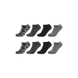 Sneakersocken s.Oliver "8er Pack", Damen, Gr. 35-38, schwarz, 78% Baumwolle, 20% Polyamid, 2% Elasthan, gestreift, Socken Sneakersocken