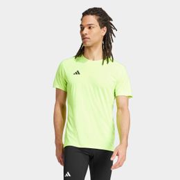 Laufshirt adidas Performance "ADIZERO E TEE", Herren, Gr. L, gr&uuml;n (lucid lemon), Obermaterial: 100% Polyester, normal, Rundhals, Shirts Laufshirt