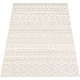 Teppich Paco Home "Cotton 231", beige (creme), B:60cm H:6mm L:110cm, Polypropylen, Teppiche, Teppich, Uni-Farben, Hoch-Tief Effekt, boho, In- und Outdoor geeignet