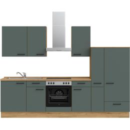 K&uuml;chenzeile Nobilia "Easytouch I", NEU: individuell anpassbar mit gratis Profi-Beratung", gr&uuml;n (k&uuml;che: gr&uuml;n, korpus: eiche sierra nachbildung, arbeitsplatte: eiche sierra nachbildung), B:300,3cm H:216,6cm T:60cm, Komplettk&uuml;chen-Sets, K&uuml;chenzeile, vormontiert, Breite 300 cm, Ausrichtung w&auml;hlbar, wahlw. mit E-Ger&auml;ten
