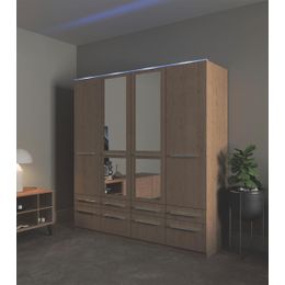 Kleiderschrank Priess "Schrank Garderobe W&auml;scheschrank Barcelona in 5 Breiten", braun (edelbuchefarben), B:185cm H:193cm T:54cm, Holzwerkstoff, Schr&auml;nke, Kleiderschrank, viel Stauraum, ger&auml;umige Schubk&auml;sten, mit Spiegel, MADE IN GERMANY