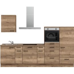 K&uuml;chenzeile Nobilia "Structura I", NEU: individuell anpassbar mit gratis Profi-Beratung", braun (k&uuml;che: braun, korpus: eiche havanna nachbildung, arbeitsplatte: eiche havanna nachbildung), B:300,3cm H:216,6cm T:60cm, Komplettk&uuml;chen-Sets, K&uuml;chenzeile, vormontiert, Breite 300 cm, Ausrichtung w&auml;hlbar, wahlw. mit E-Ger&auml;ten