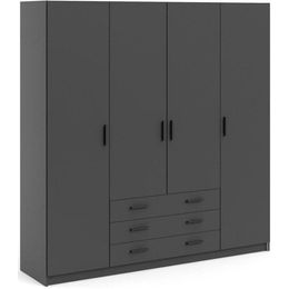 Kleiderschrank Inosign "Sprint Dreht&uuml;renschrank, Aufbewahrung Kasten Schrank Stauraum", schwarz, B:195,5cm H:200,4cm T:49,8cm, Holzwerkstoff, Schr&auml;nke, Kleiderschrank, Breite 98,5/147 oder 195,5 cm, je mit Einlegeb&ouml;den und Kleiderstange