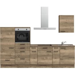 K&uuml;chenzeile Nobilia "Structura I", NEU: individuell anpassbar mit gratis Profi-Beratung", braun (k&uuml;che: braun, korpus: eiche havanna nachbildung, arbeitsplatte: eiche havanna nachbildung), B:300,3cm H:216,6cm T:60cm, Komplettk&uuml;chen-Sets, K&uuml;chenzeile, vormontiert, Breite 300 cm, Ausrichtung w&auml;hlbar, wahlw. mit E-Ger&auml;ten