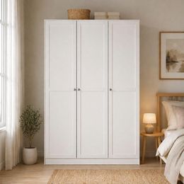 Kleiderschrank Home Affaire "Billund Aufbewahrung Kasten Schrank Stauraum", wei&szlig;, B:147cm H:200,1cm T:61,7cm, Holzwerkstoff, Schr&auml;nke, Kleiderschrank, mit Rahment&uuml;ren, Einlegeb&ouml;den, 1 Kleiderstange, B: 147 oder 195 cm