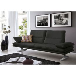 2,5-Sitzer W.Schillig "broadway Designsofa mit hohem Sitzkomfort", grau (graphit z59), B:236cm H:94cm T:96cm, Longlife Xtra-Leder Z59: Glattleder mit modischer Pr&auml;gung. Hautst&auml;rke 0, 9 - 1, 1 mm, Sofas, Sitztiefenverstellung, Kopfteil- & Seitenteilverstellung, Breite 236cm