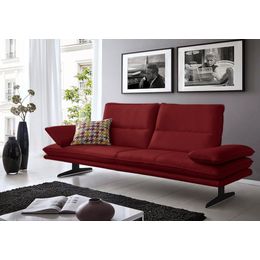 2,5-Sitzer W.Schillig "broadway, Designsofa mit tollem Sitzkomfort", rot (ruby rot z59), B:236cm H:94cm T:96cm, Longlife Xtra-Leder Z59: Glattleder mit modischer Pr&auml;gung. Hautst&auml;rke 0, 9 - 1, 1 mm, Sofas, Sitztiefenverstellung, Kopfteil- & Seitenteilverstellung, Breite 216cm