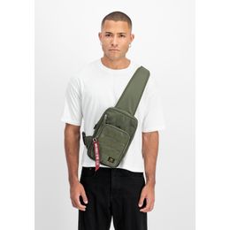 Tragetasche Alpha Industries "Label Sling Bag", schwarz olive, Obermaterial: 100% Nylon, Taschen
