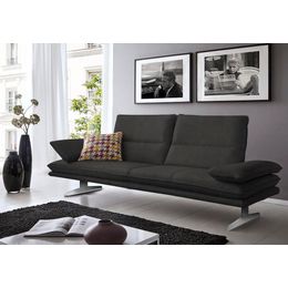2,5-Sitzer W.Schillig "broadway Designsofa mit hohem Sitzkomfort", grau (anthrazit z69), B:236cm H:94cm T:96cm, Longlife Xtra-Leder Z69: Das feinnarbige, gedeckte Softleder Z69 besticht durch seine au&szlig;ergew&ouml;hnliche Weichheit im trendigen &raquo;Vintage-Look&laquo;, Hautst&auml;rke 0, 9 - 1, 1 mm, Sofas, Sitztiefenverstellung, Kopfteil- & Seitenteilverstellung, Breite 236cm
